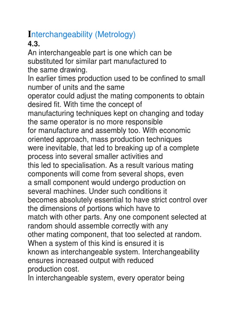 Interchange Ability | PDF | Engineering Tolerance | Production And ...