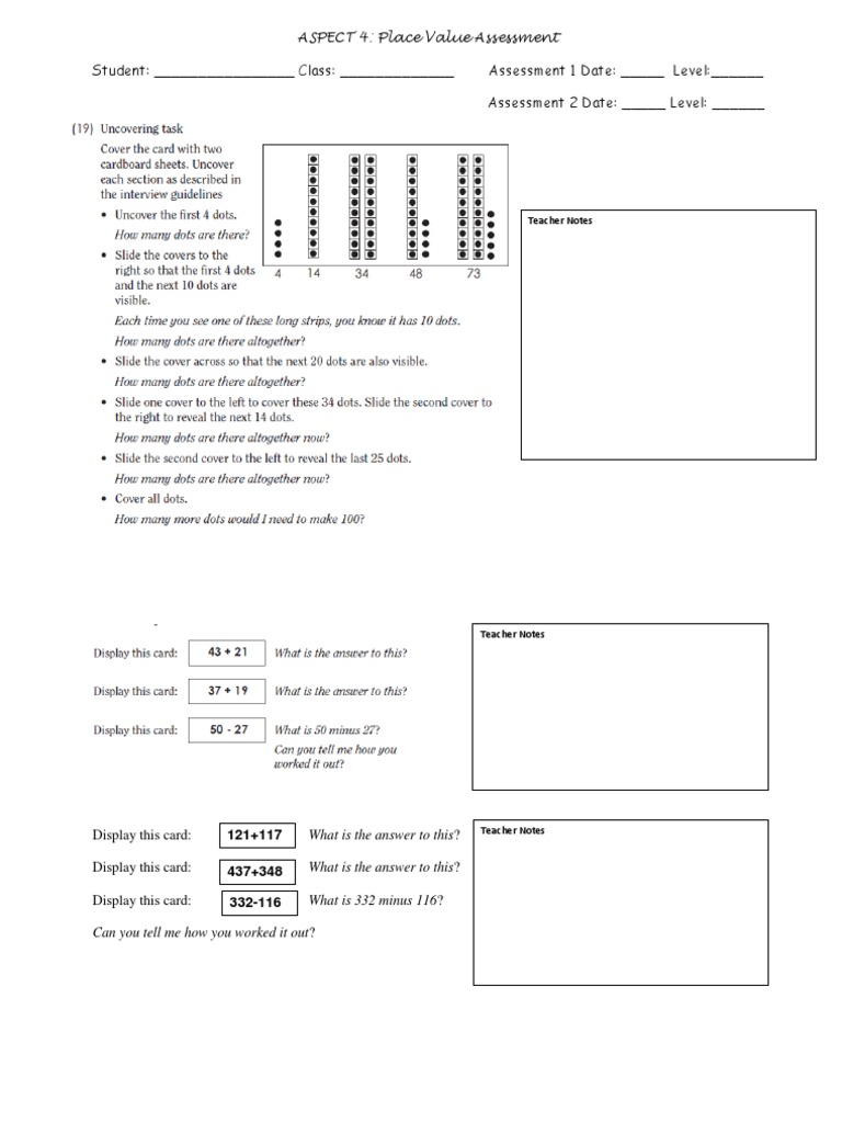 Place Value Assessment | PDF | Subtraction | Decimal