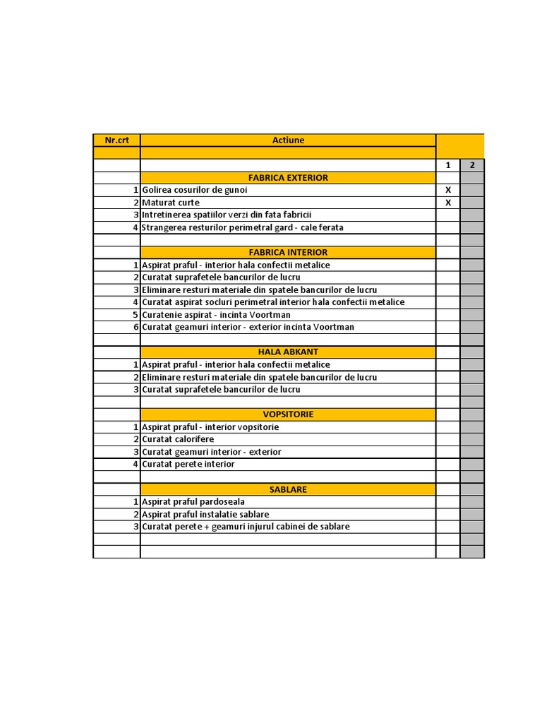 Plan Curatenie | PDF