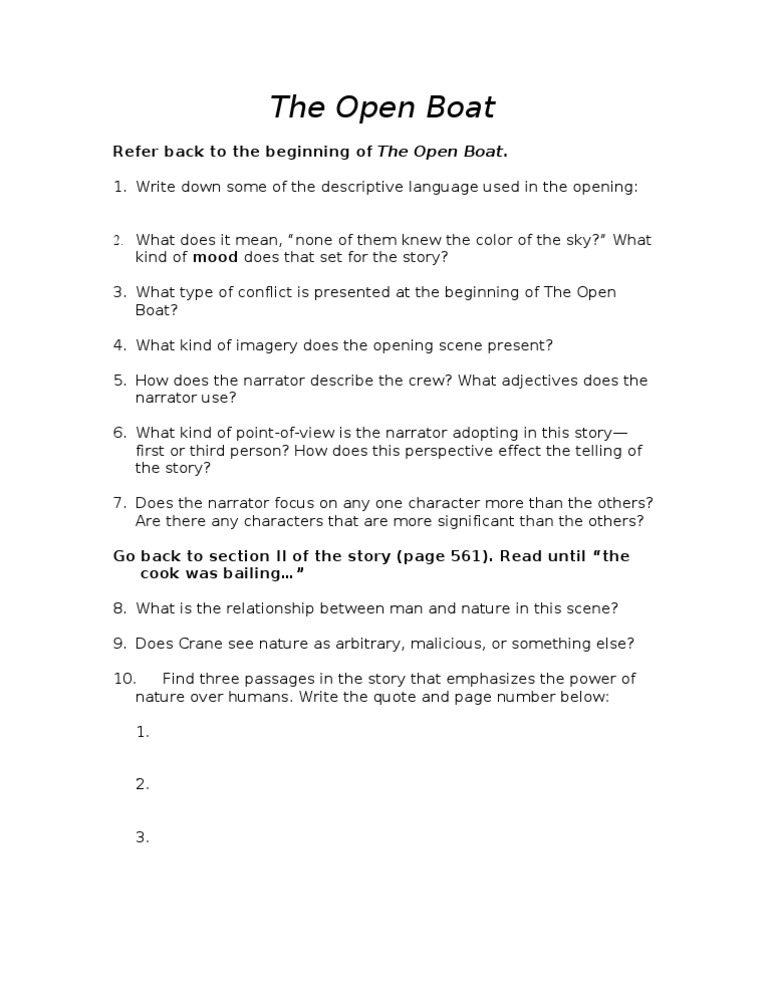 The Open Boat Questions | PDF