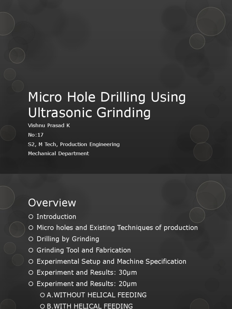 Micro Hole Drilling with Ultrasonic Grinding | PDF | Drilling ...