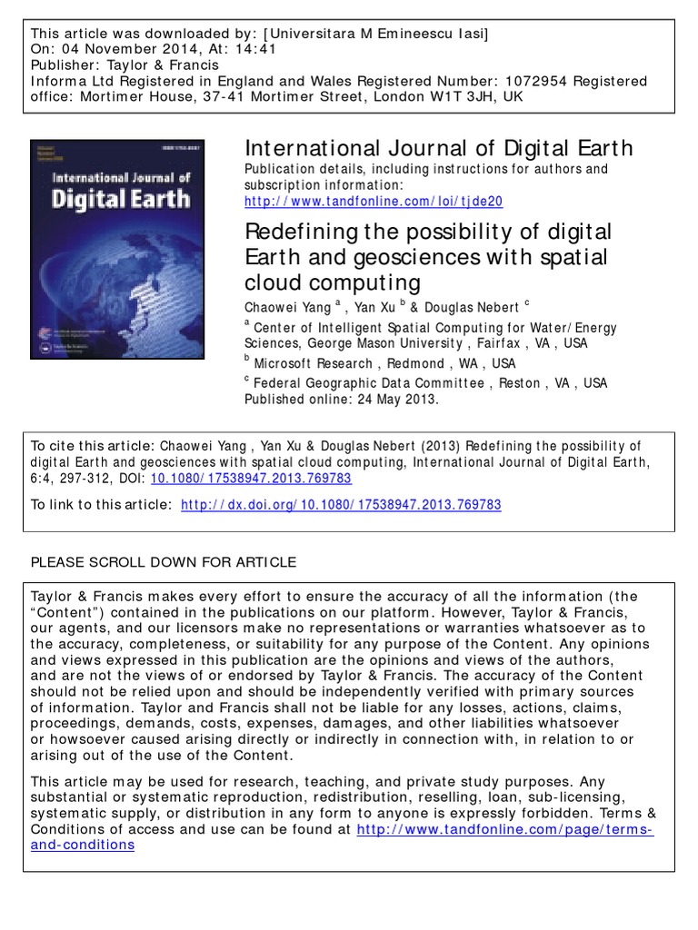 International Journal of Digital Earth | PDF | Cloud Computing ...