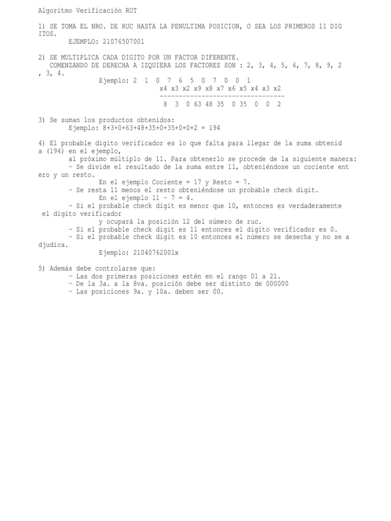 Algoritmo Rut Uruguay | PDF | Teoría de los números | Matemáticas Aplicadas