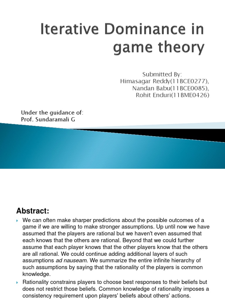 Iterative Dominance in Game Theory | PDF | Game Theory | Economics