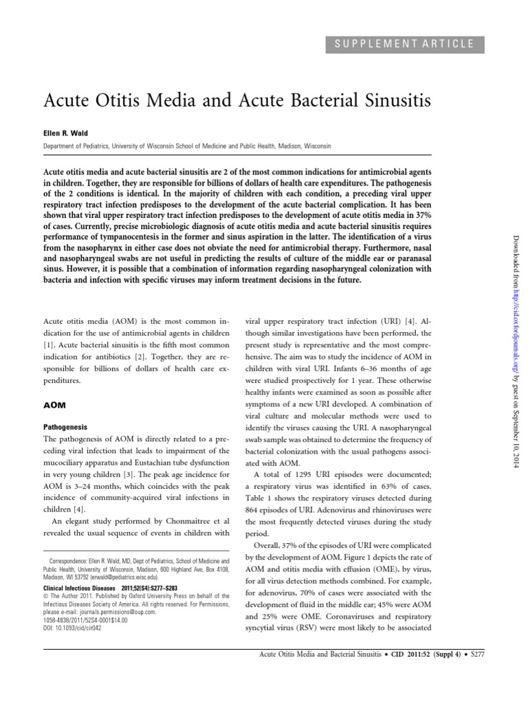 Acute Otitis Media and Acute Bacterial Sinusitis | PDF | Pneumonia ...