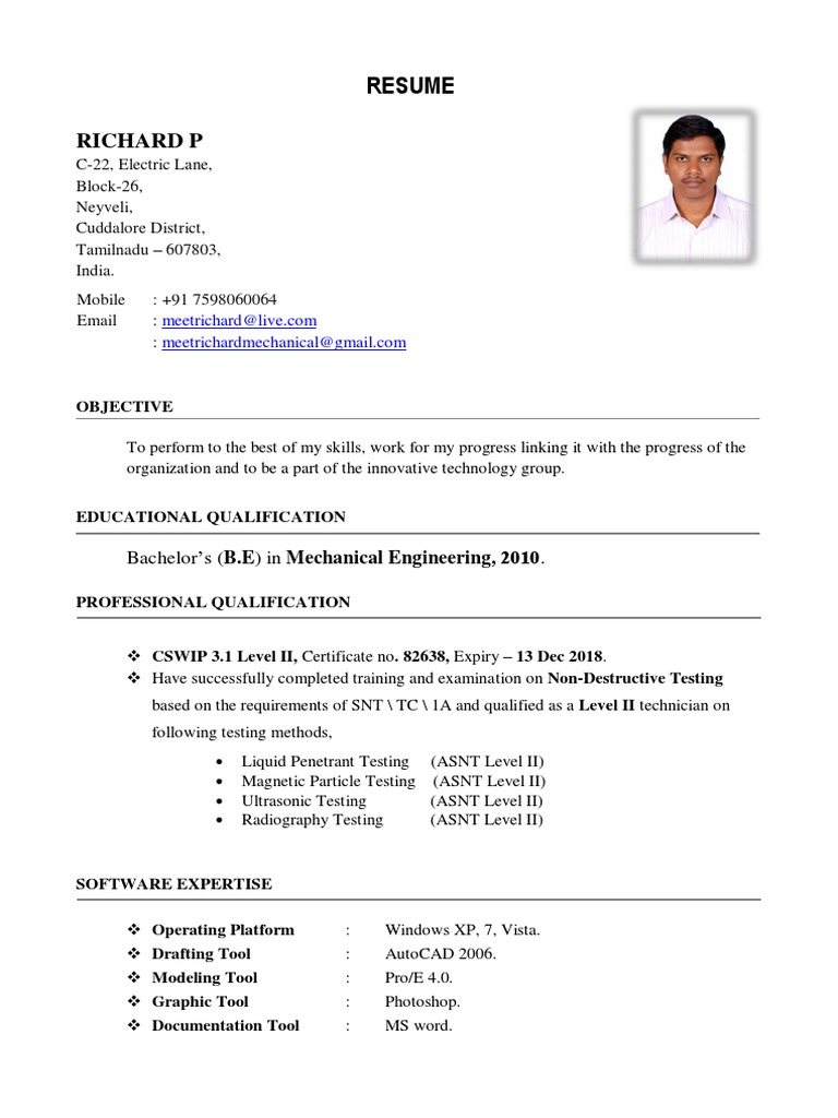 CV in ARAMCO Format | PDF | Nondestructive Testing | Welding