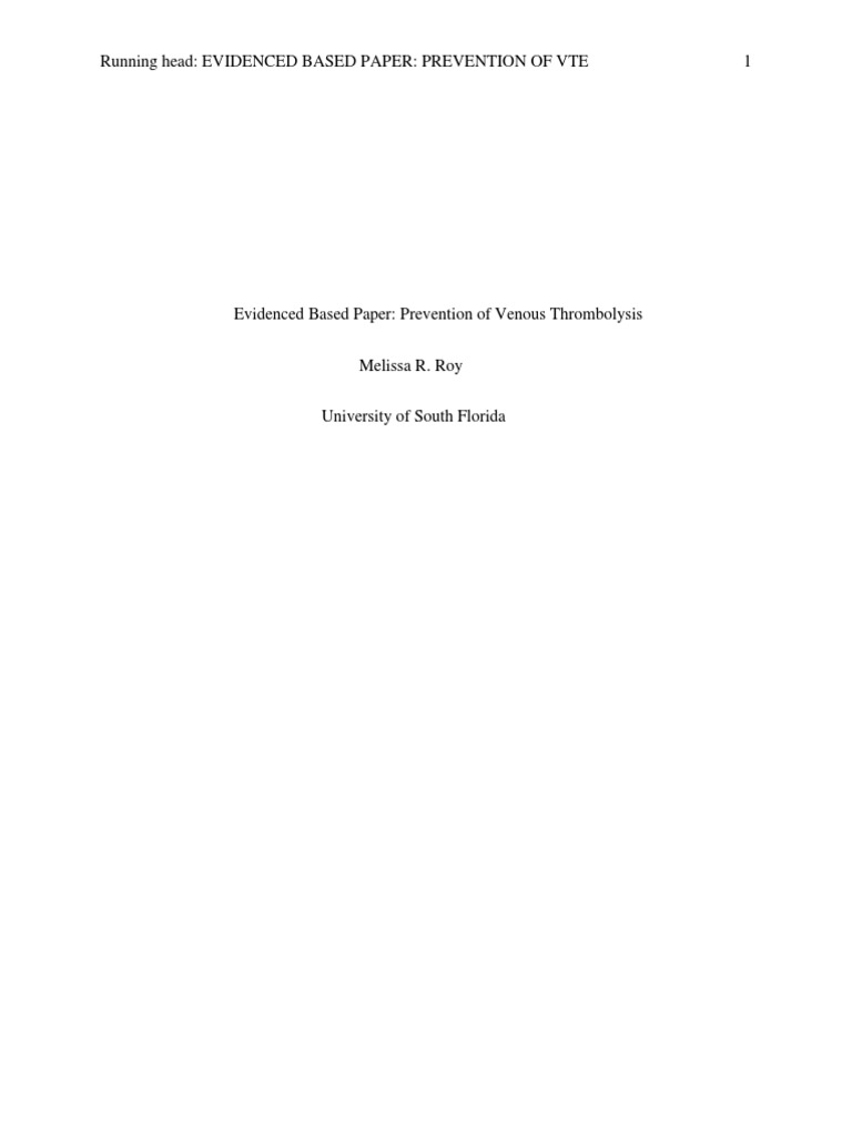 Evidenced Based Paper | PDF | Thrombosis | Vein