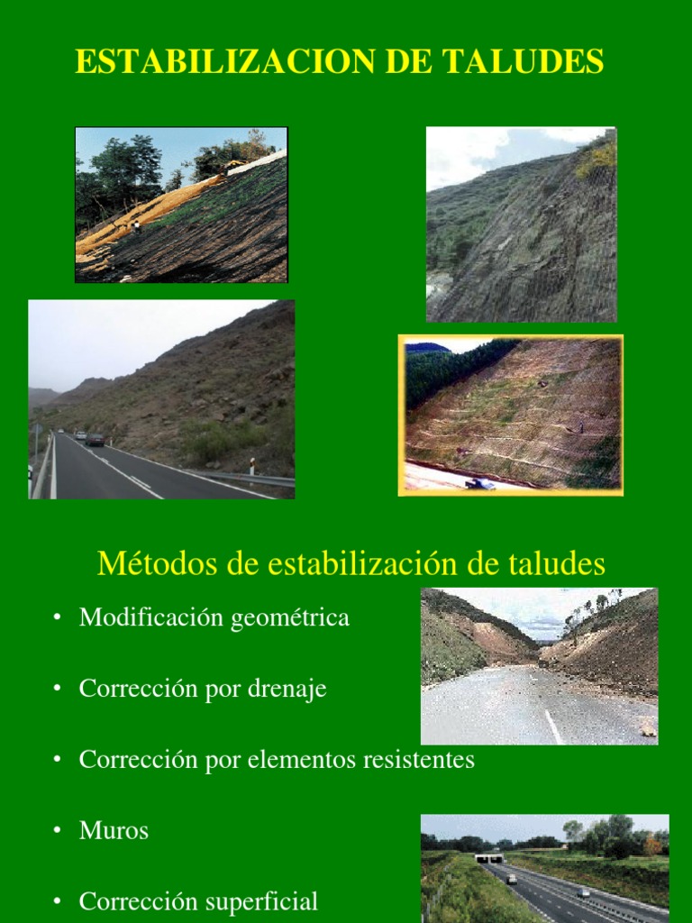 Métodos De Estabilización De Taludes Pdf Hormigón Agua Subterránea