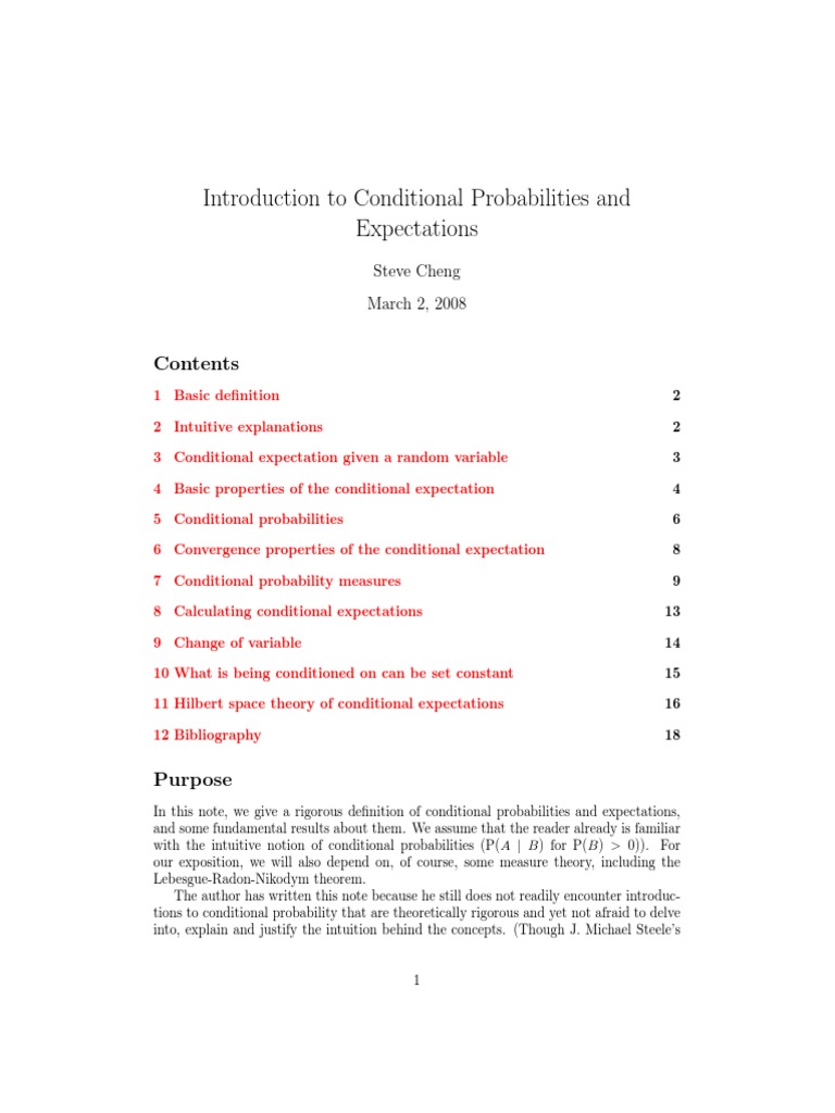 Conditional Probability | PDF | Probability Theory | Expected Value