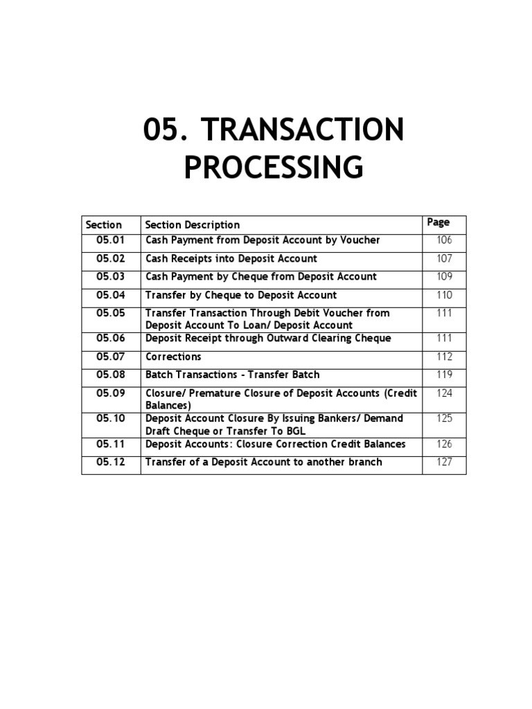 Processing Transactions for Deposit Accounts | PDF | Debits And Credits ...