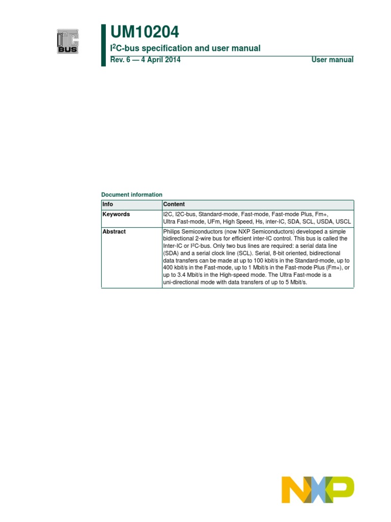 I2C Specification | PDF | Telecommunications | Digital Electronics