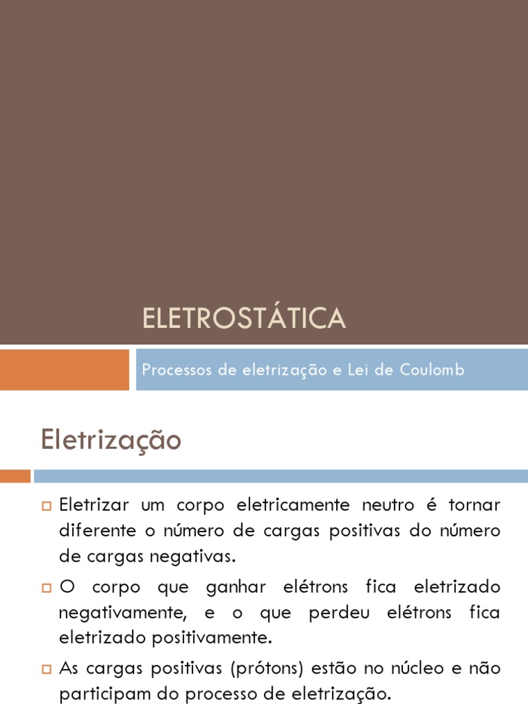 Processos De Eletrização Pdf Carga Elétrica Condutor Elétrico