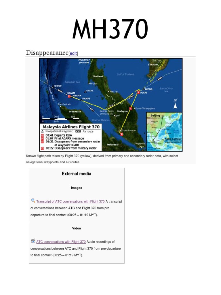Disapearance of Mh370 | PDF | Malaysia Airlines Flight 370 | Air ...