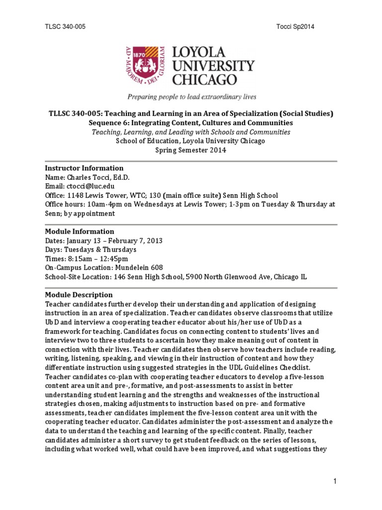 TLLSC 340-005 Tocci Spring 2014 | PDF | Educational Assessment ...