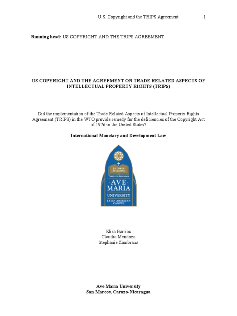 Effects of The TRIPS Agreement in The US Copyright Act | PDF | Trips ...