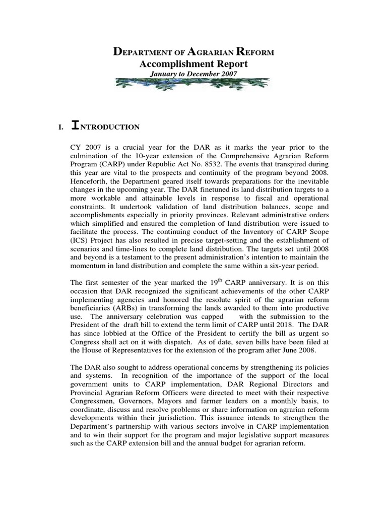 2007 DAR Accomplishment Report | PDF | Alternative Dispute Resolution ...