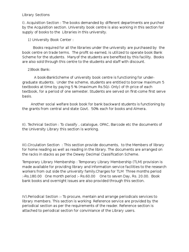 Library Sections | PDF | Libraries | Books