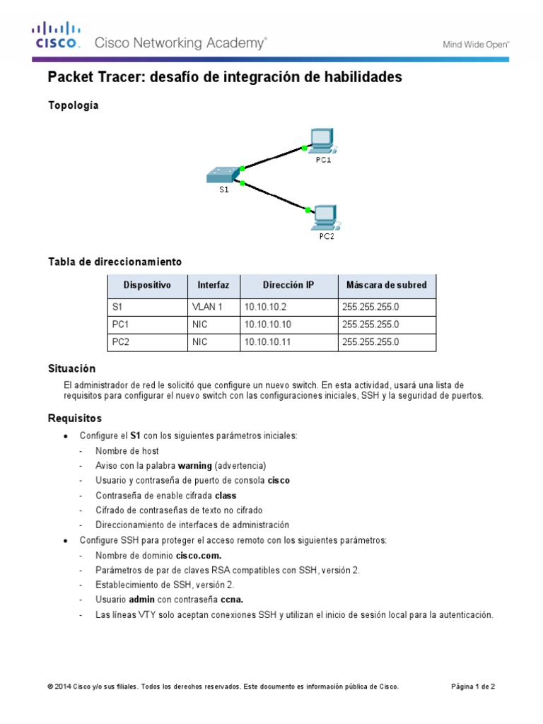 2.3.1.2 Packet Tracer - Skills Integration Challenge Instructions | PDF