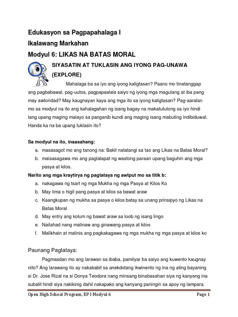 Module 6 Values Education Grade 7 | PDF