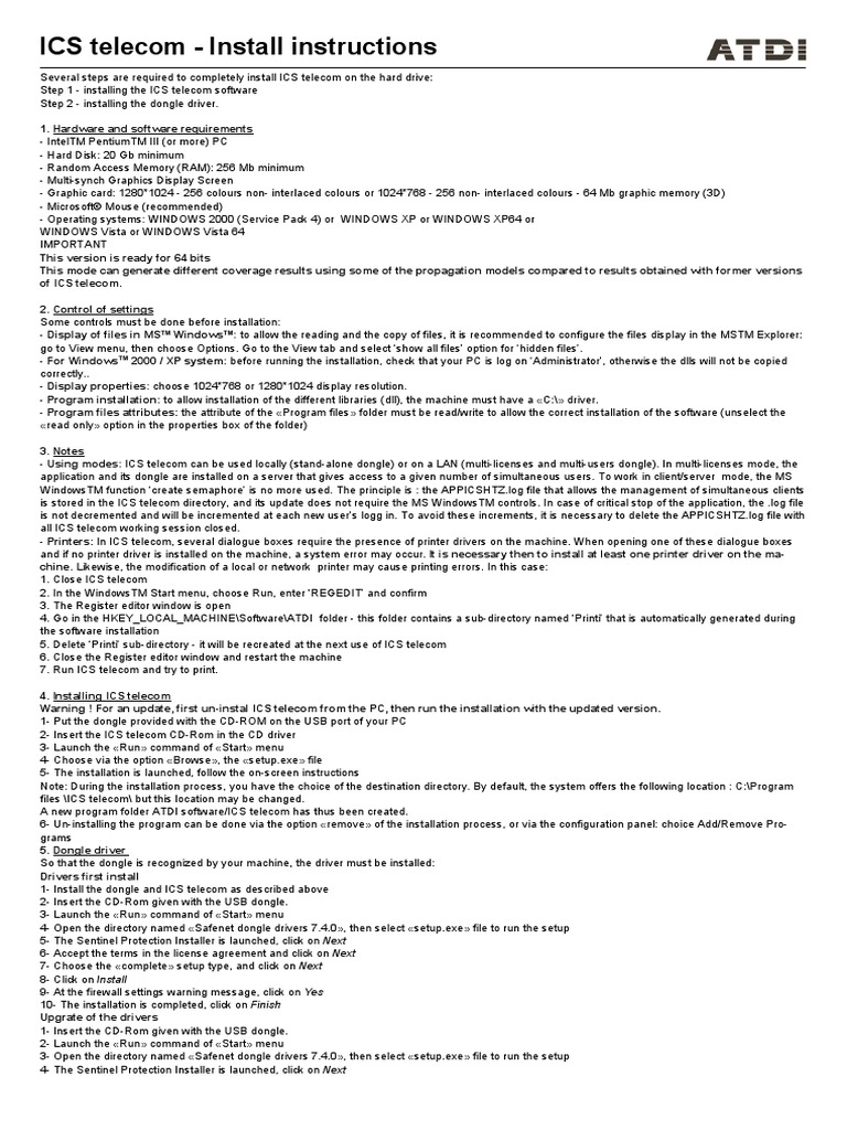 ICS Telecom v9 - Install Instructions | PDF | Installation (Computer ...