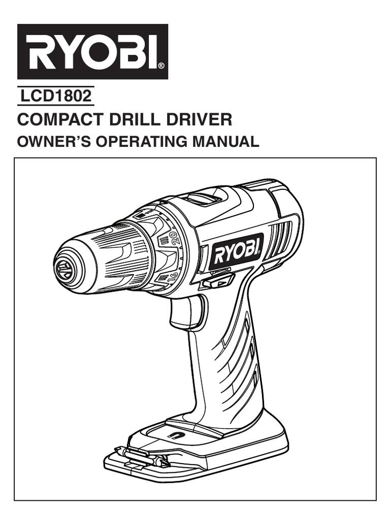 Ryobi Cordless Drill Manual | PDF | Drill | Drilling