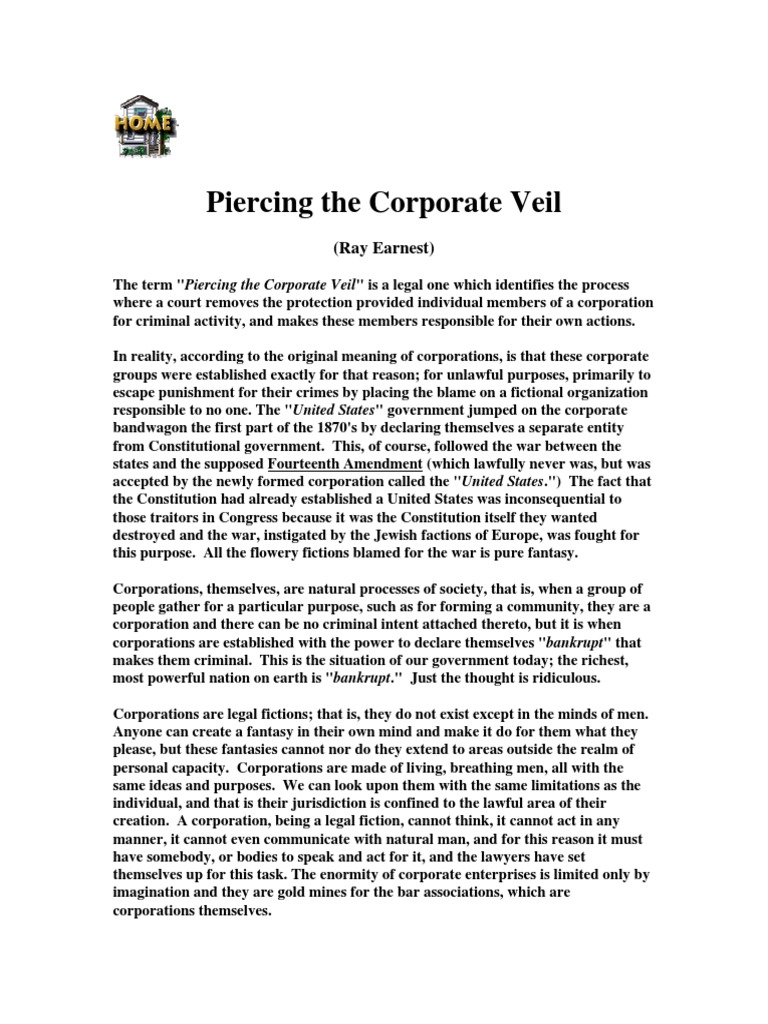 Piercing Corporate Veil | PDF | Deposit Account | Piercing The ...