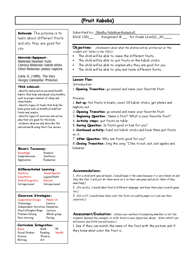 Sample Lesson Plan | PDF | Lesson Plan | Special Education