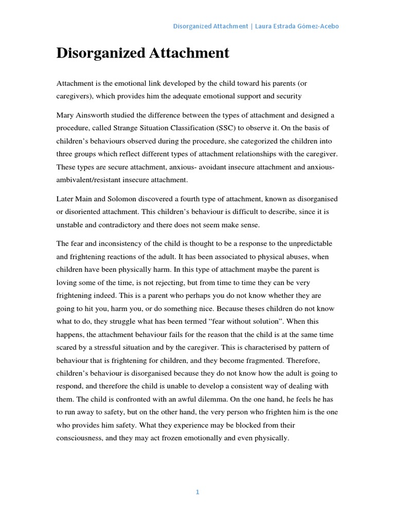 Disorganized Attachment | Attachment Theory | Caregiver