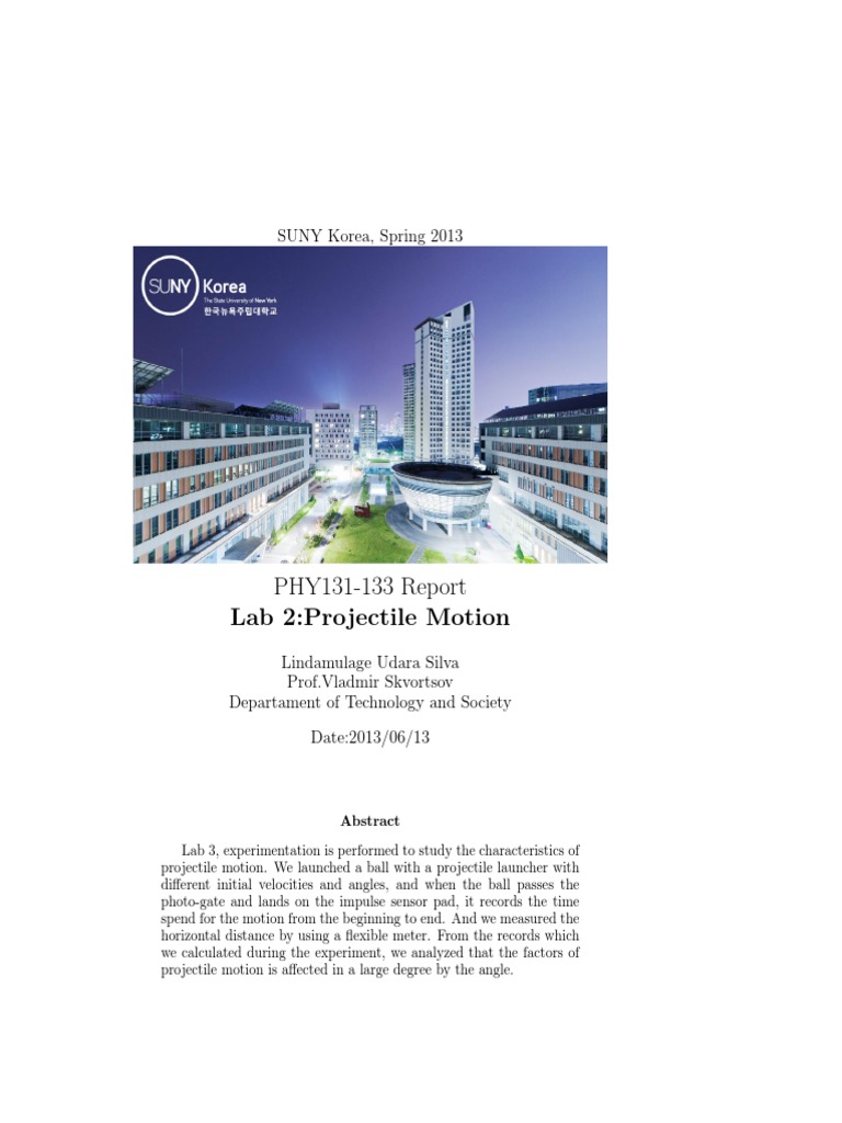 Lab 3: Projectile Motion | PDF | Projectiles | Physics