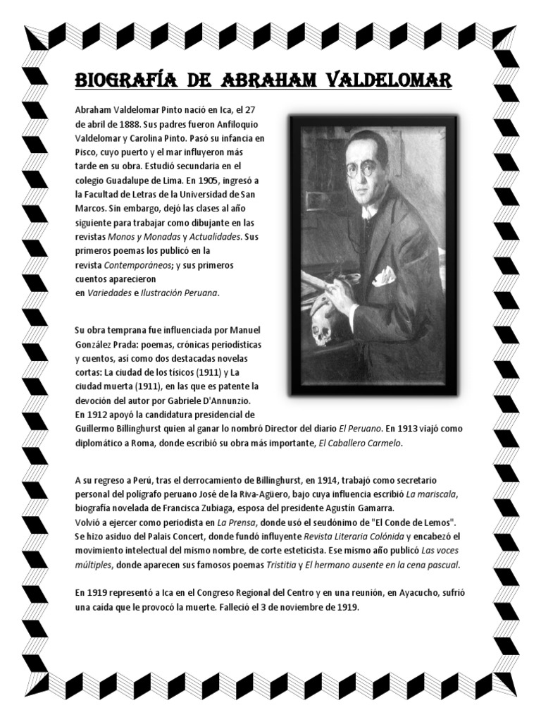 Biografía de Abraham Valdelomar | PDF | Poesía