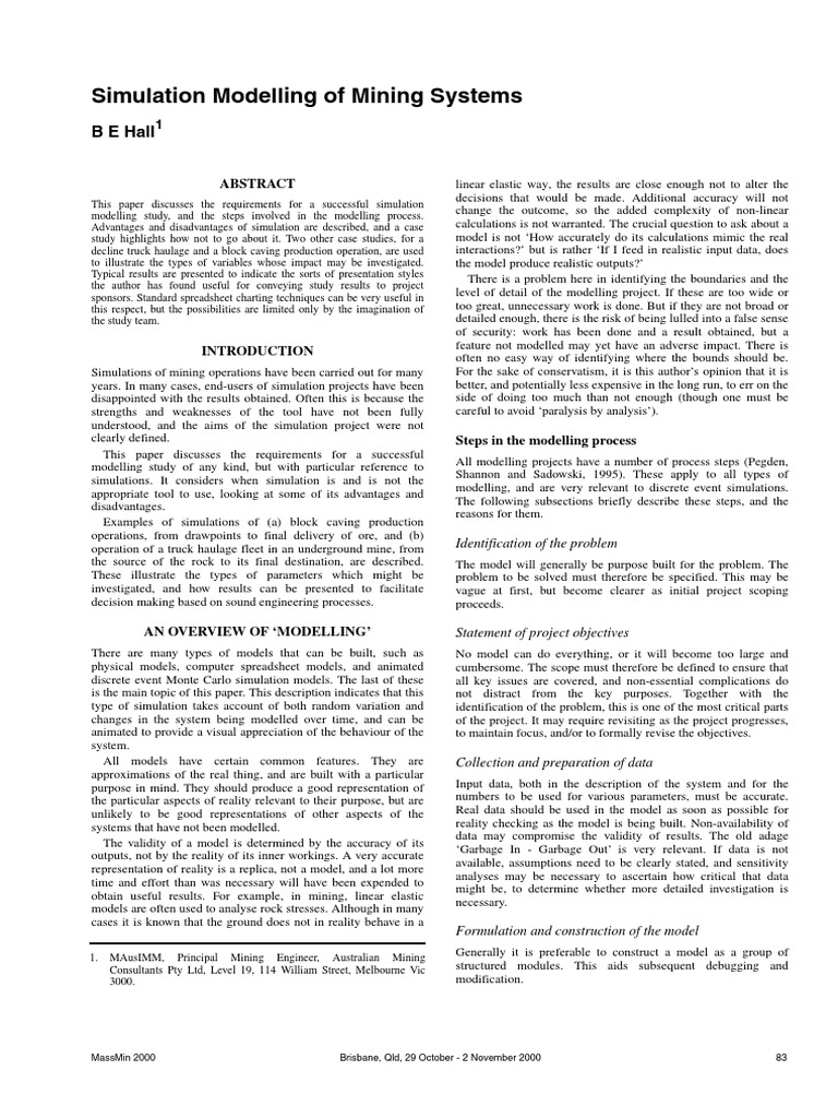 Mining System Simulation Techniques | PDF | Simulation | Verification ...