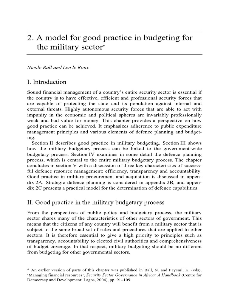 Best Practices in Military Budgeting | PDF | Military | Public Finance