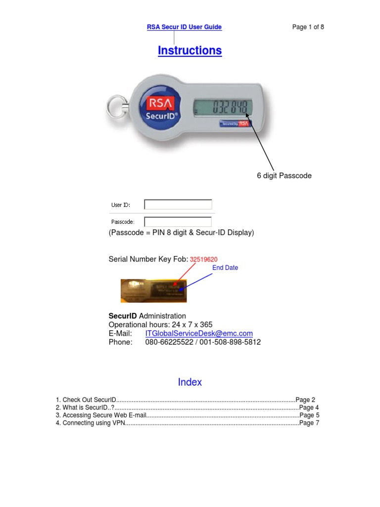 RSA SecurID FOB - User Guide | PDF | Password | Personal Identification ...