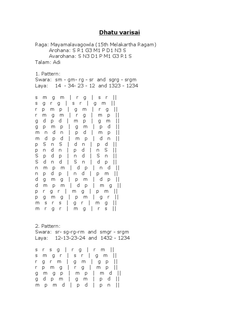 Dhatu Varisai | PDF | Classical And Art Music Traditions | Traditional ...