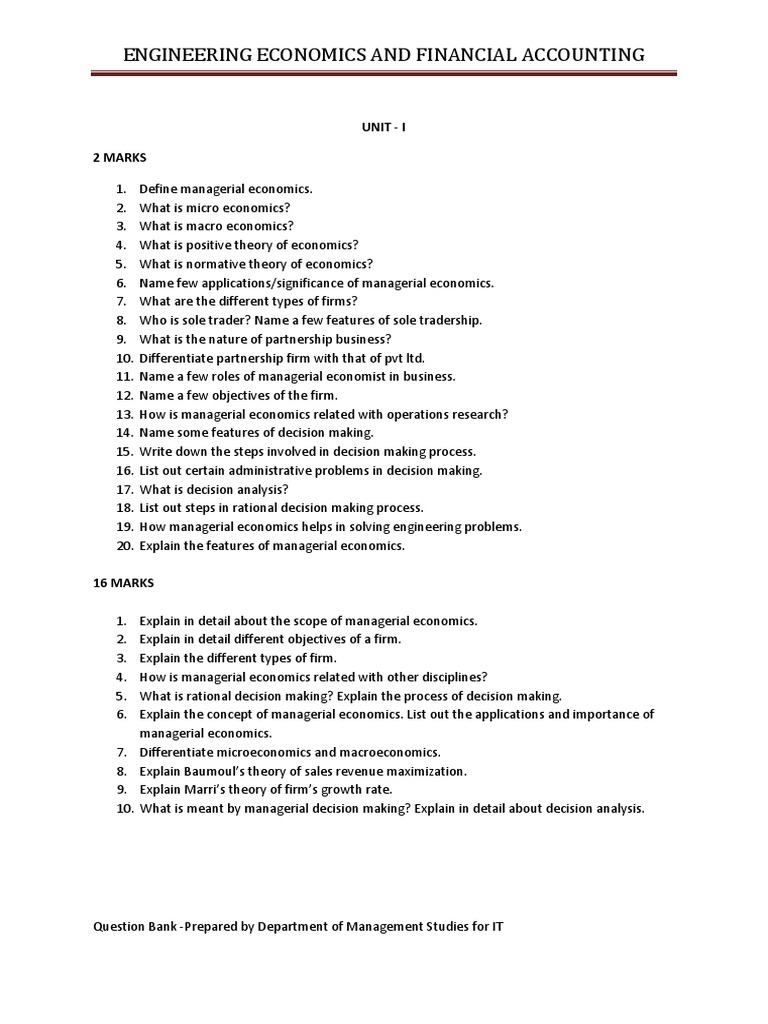 Engineering Economics and Financial Accounting Important Questions ...