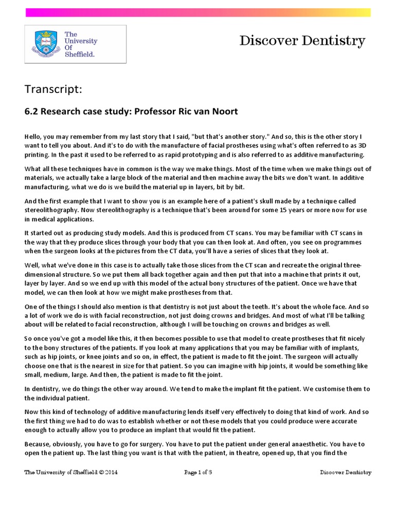 Transcript:: Discover Dentistry | PDF | Dental Implant | Prosthesis