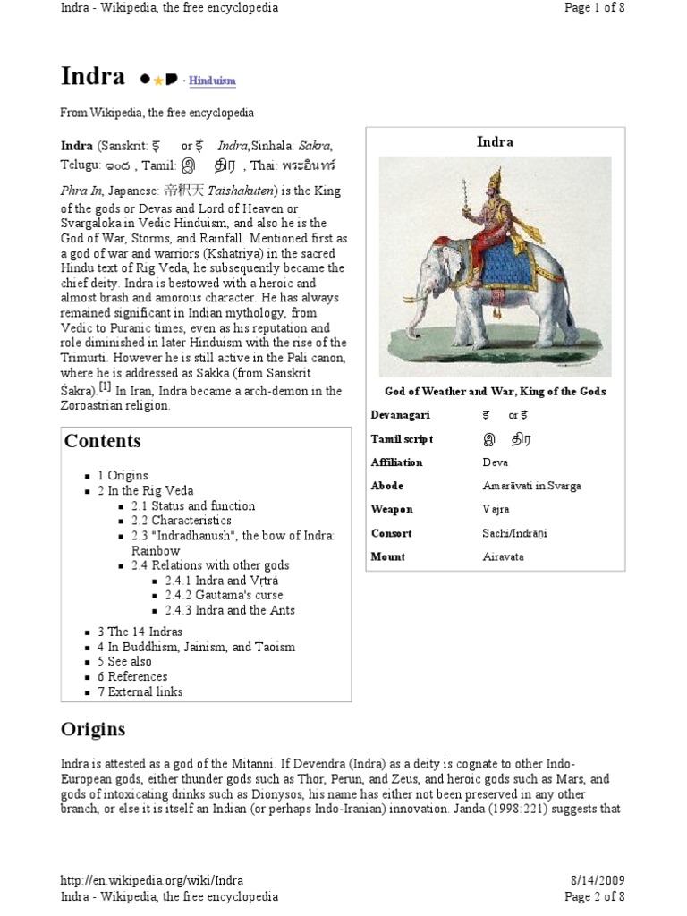 Indra - Wikipedia, The Free Encyclopedia | PDF | Vedas | Vishnu