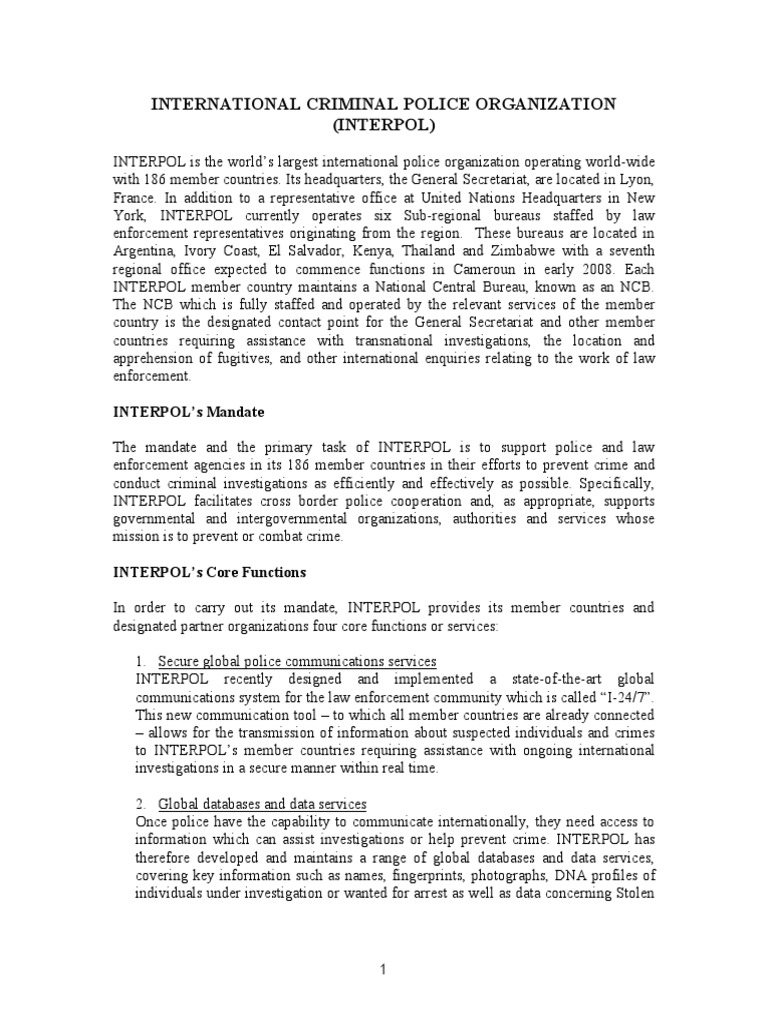 International Criminal Police Organization (Interpol) | PDF | Police ...