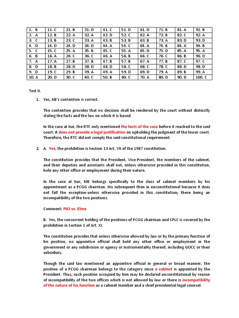 ABC Multiple Choice Test Answers | PDF | United States Congress ...