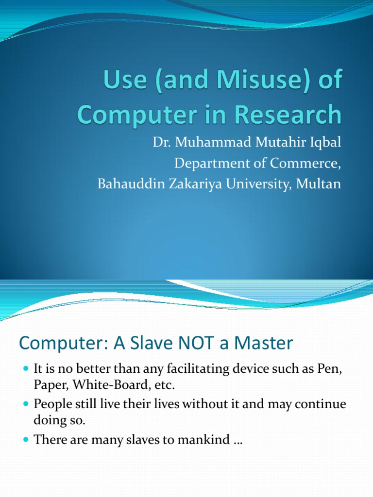 Use (And Misuse) of Computer in Research | PDF | Data Analysis | Wikipedia