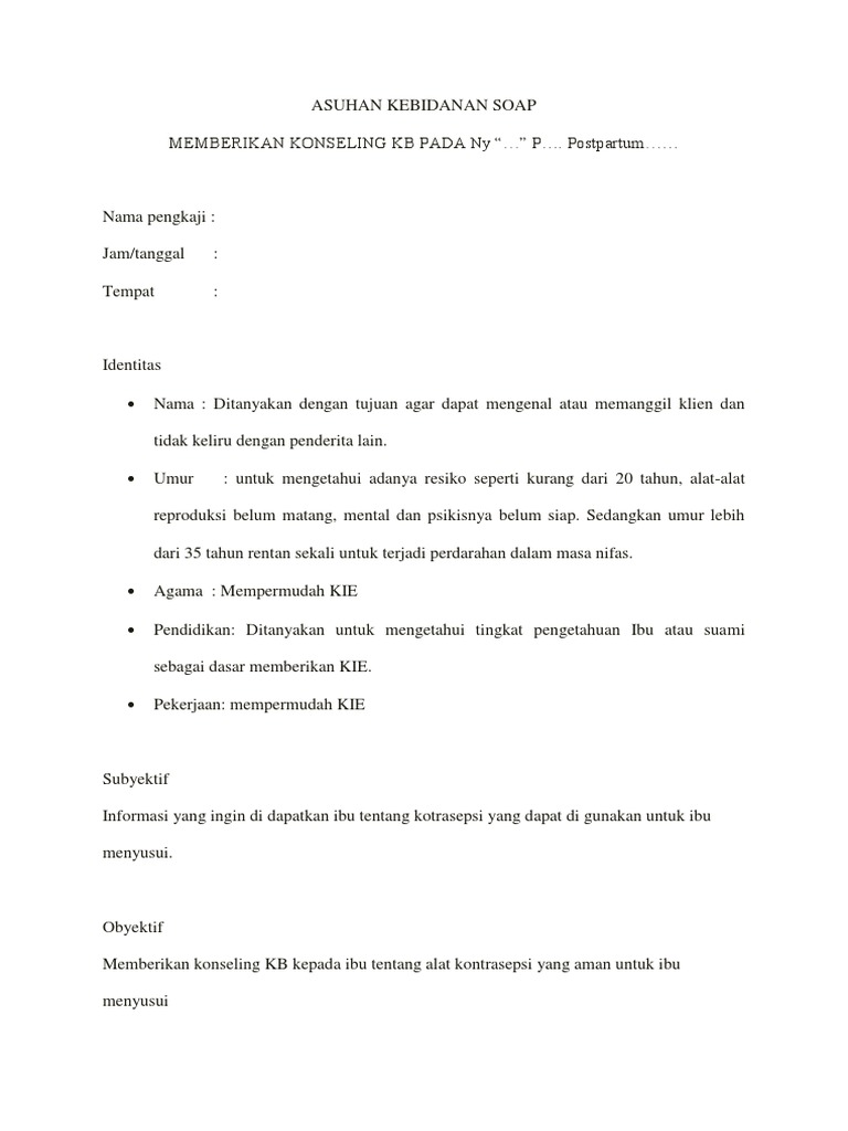 Asuhan Kebidanan Soap KB | PDF