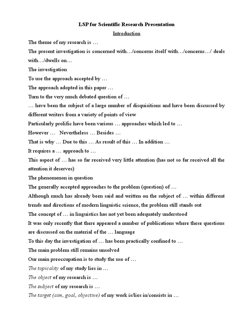 LSP For Scientific Research Presentation | PDF | Linguistics ...