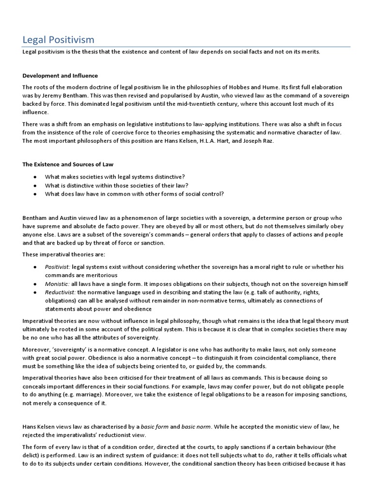Legal Positivism (SEP Summary) | PDF | Social Institutions | Social Science