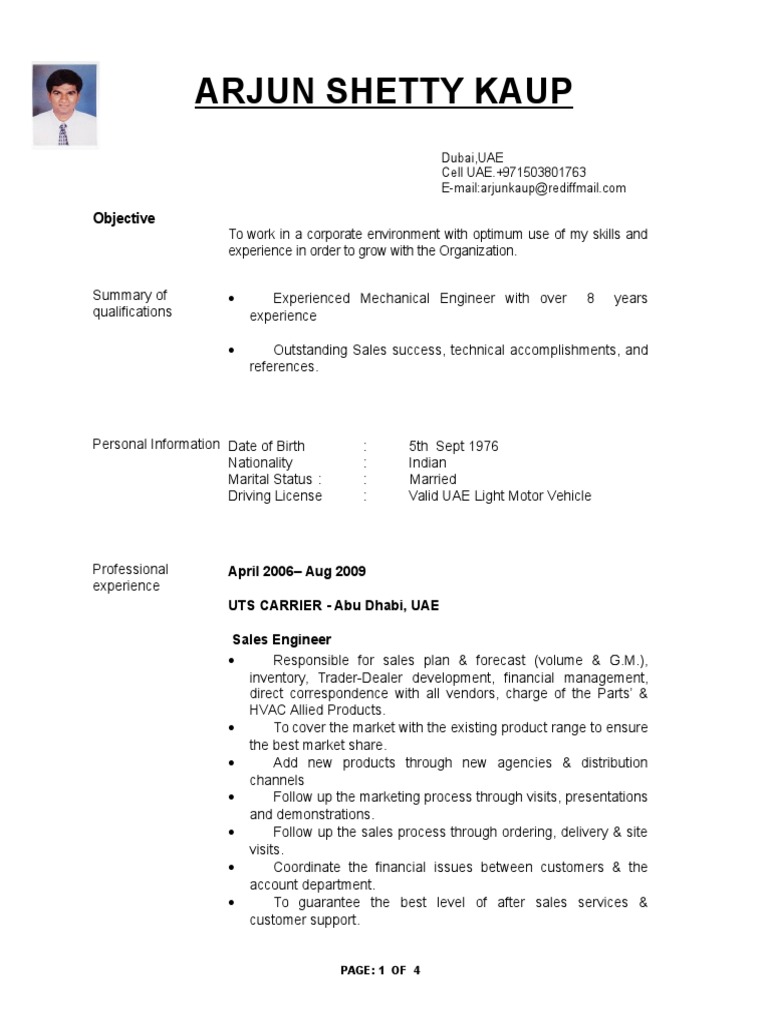 136 Arjun-Cv | PDF | United Arab Emirates | Sales