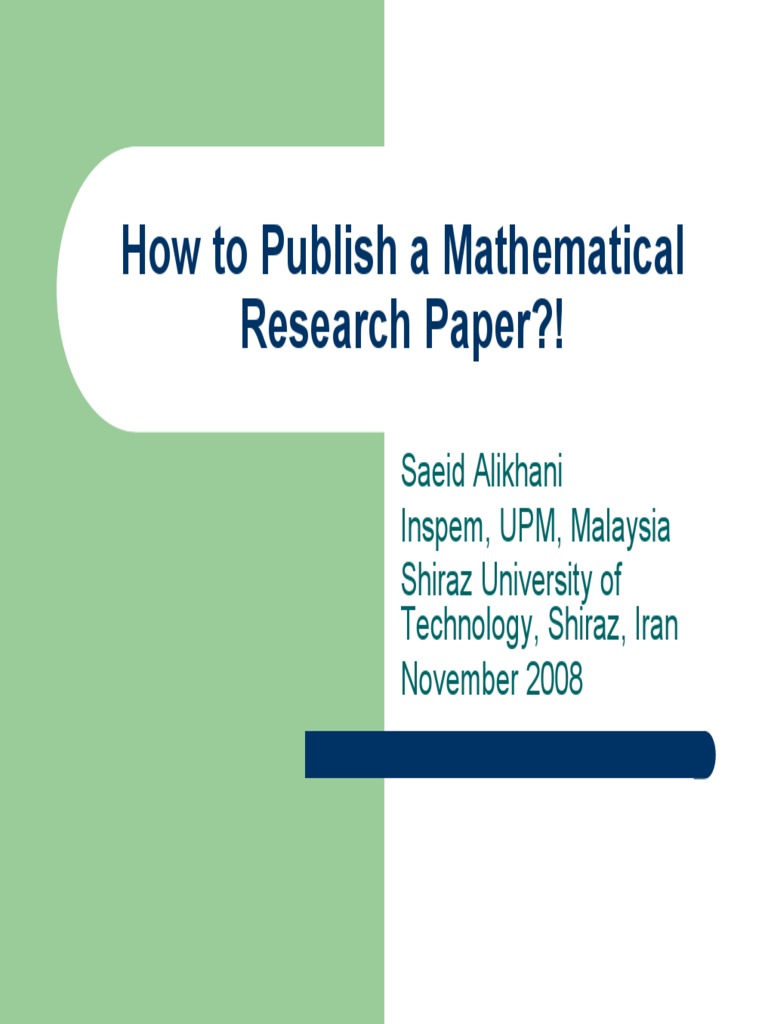 How To Publish A Mathematical Research Paper?! | PDF | Combinatorics ...