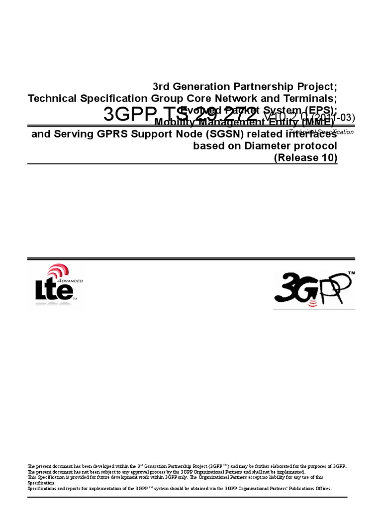 3GPP TS 29.272: Technical Specification | PDF | 3 Gpp | Ip Multimedia Subsystem