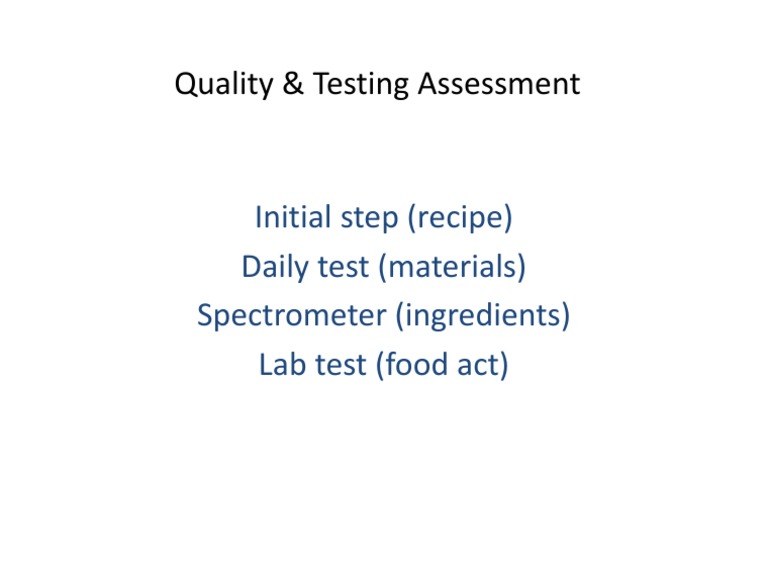 Quality Testing Assessment Guide | PDF | Wellness