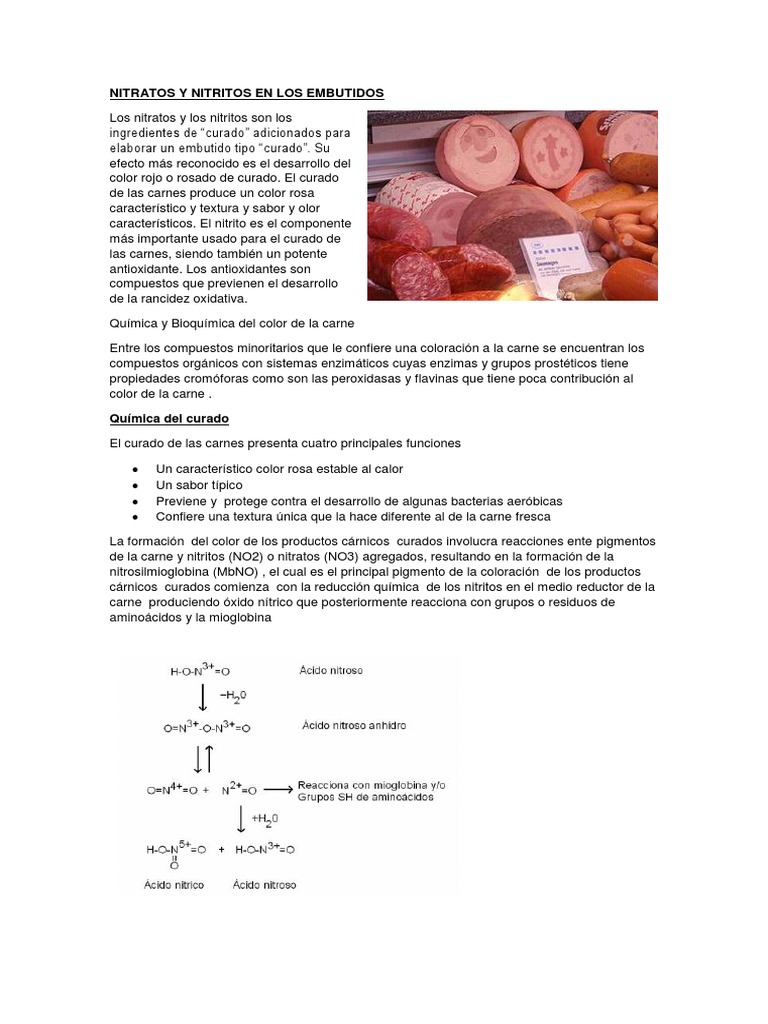 nitratos nitritos embuti | Curado (Conservación de Alimentos) | Nitrito