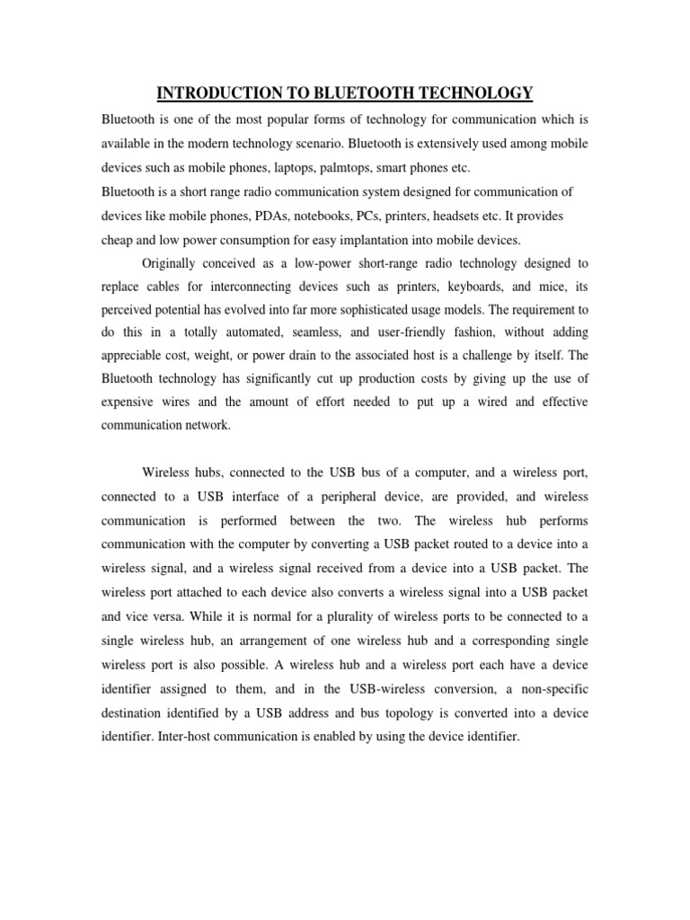 Introduction To Bluetooth Technology | Download Free PDF | Wireless ...