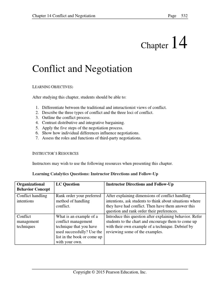 Conflict and Negotiation: Learning Catalytics Questions: Instructor ...